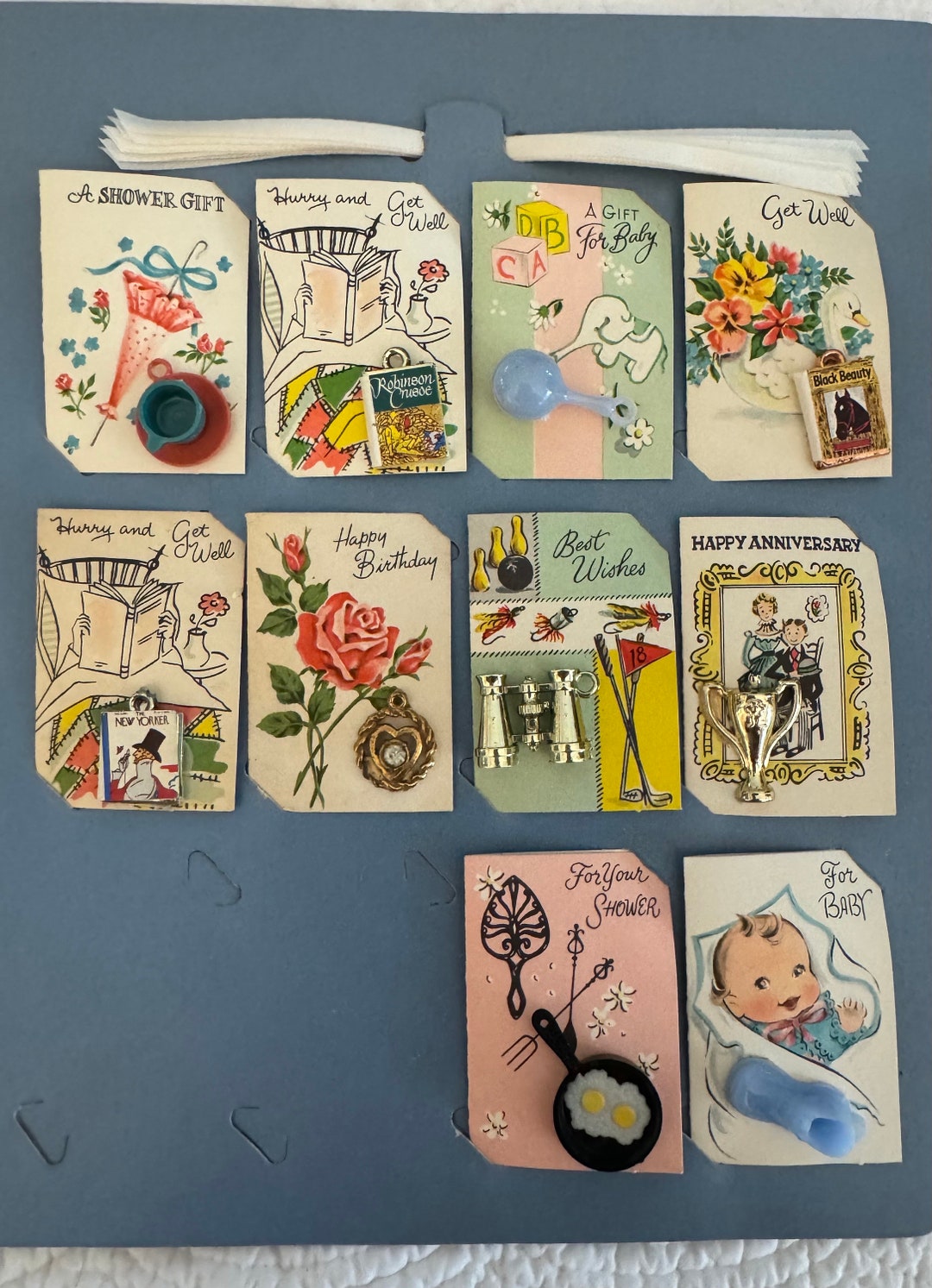 Vintage Cracker Jack Greeting Cards/gum Ball Prize Charm Gift Tag/mid ...