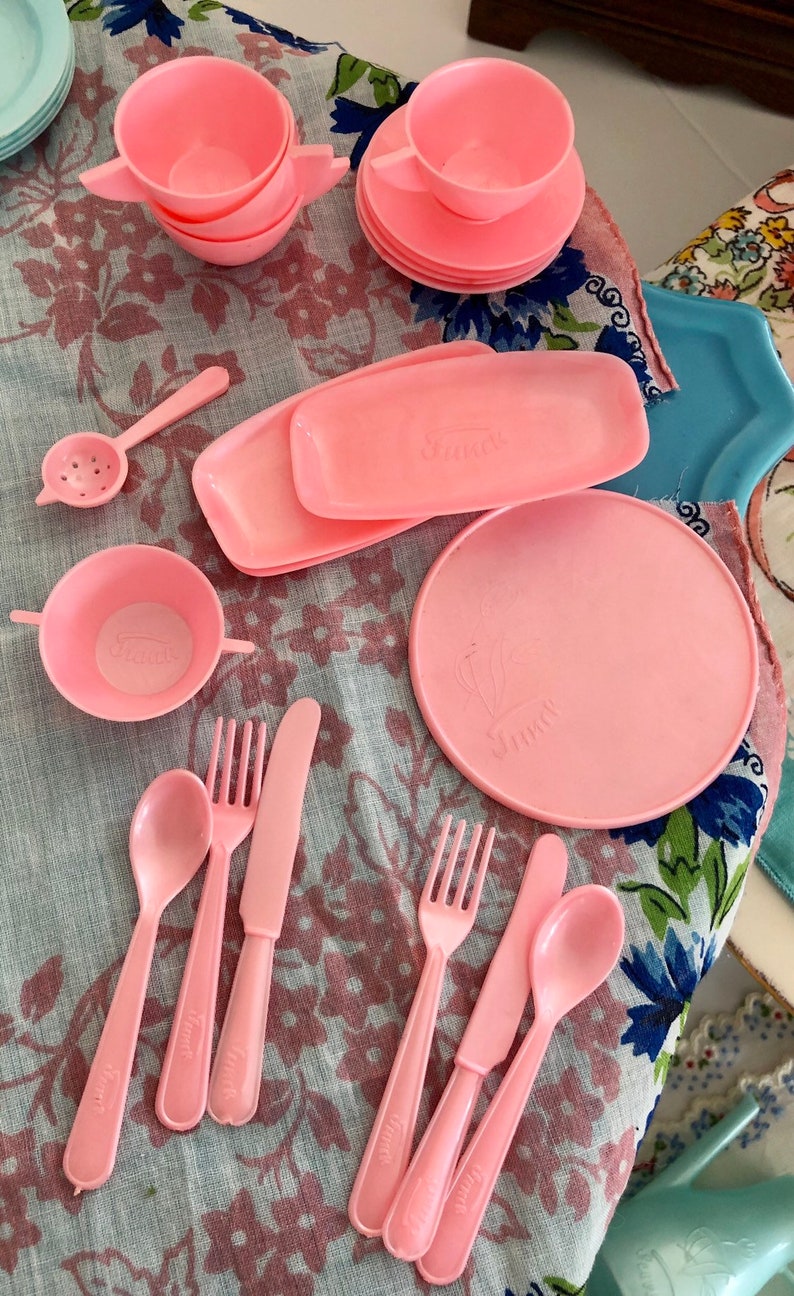 Vintage miniature doll tea set/plastic tea set/mini tea | Etsy