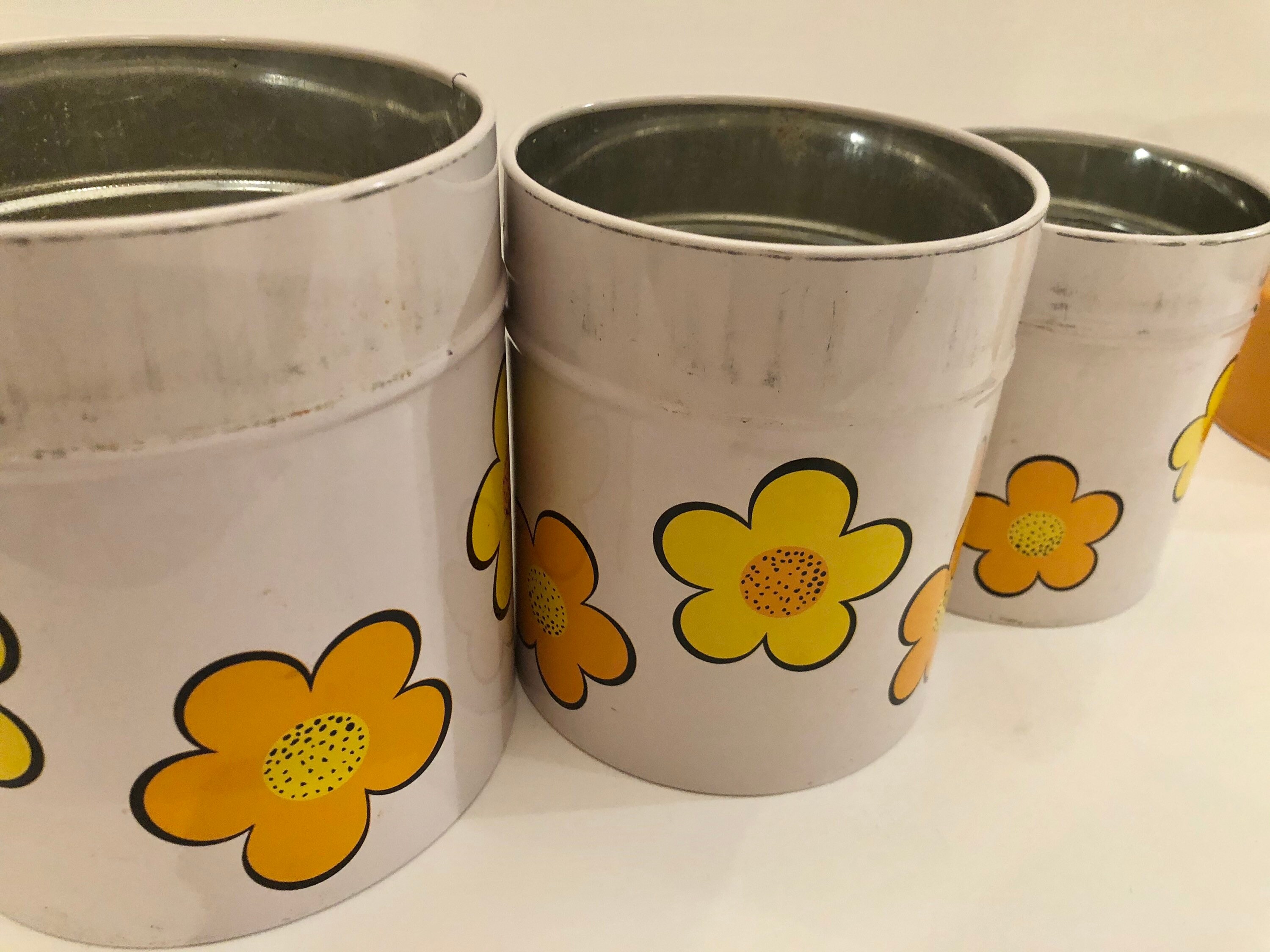 Vintage mod groovy tin canisters/tin canisters made in | Etsy