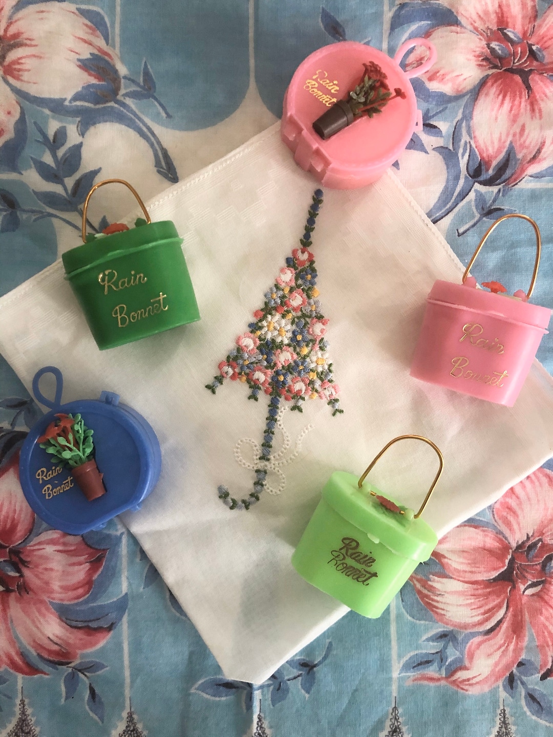 Vintage Pink Travel Rain Bonnet 1 Piece/plastic Hong Kong Rain Bonnet ...