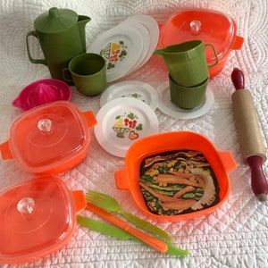 Vintage Pretend Play Kitchen Set/pretend Tea Party/orange Corning ...