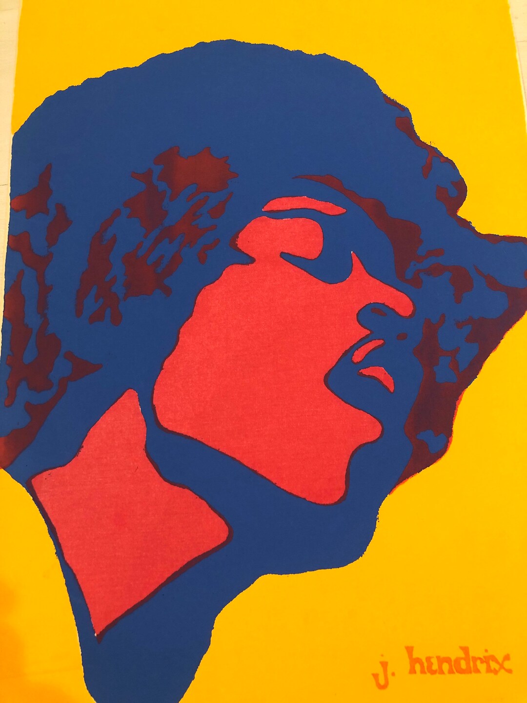 Vintage Jimmy Hendrix Silkcreen Print/rod Stewart Silkscreen Print ...