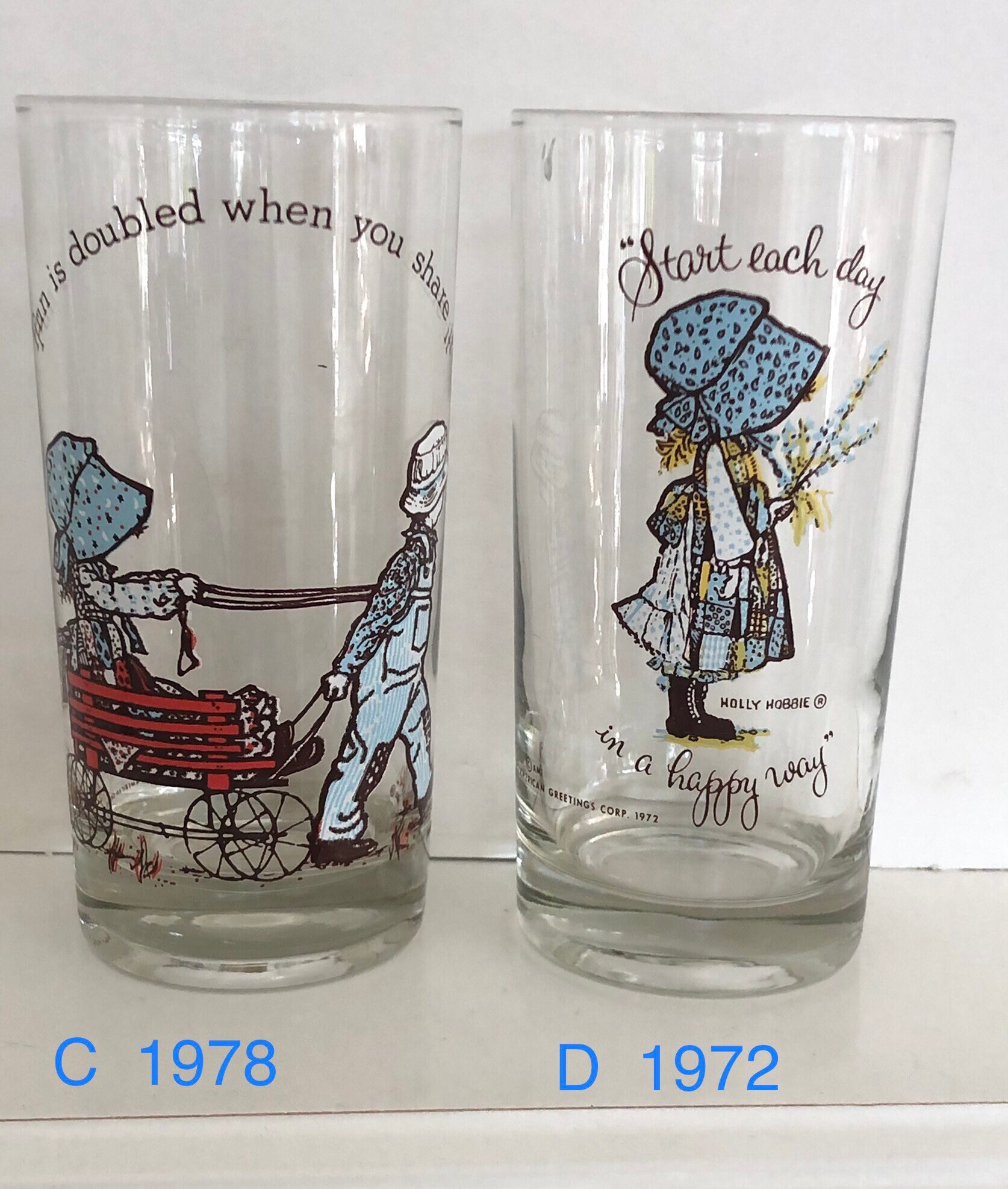 Holly Hobbie Glass Tumbler 1970s Holly Hobbie Water Etsy