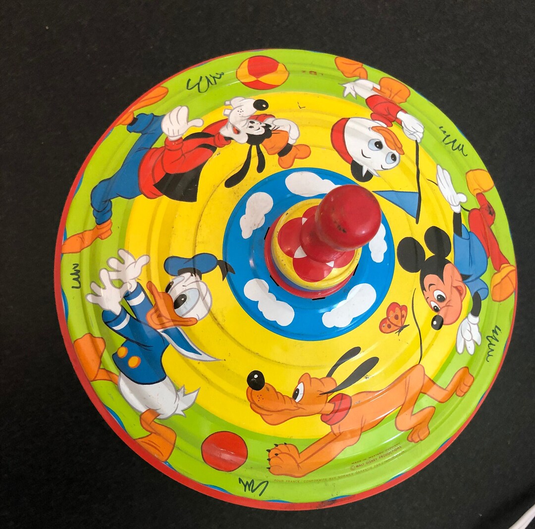 Vintage Disney Spinning Top Toy/tin Litho Spinning Top/tin Litho Disney ...