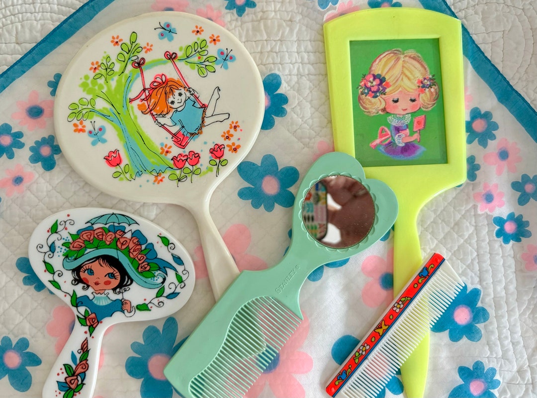 Vintage Groovy Girls Hand Mirror/vintage 1970s Hand Mirror/mid Century ...