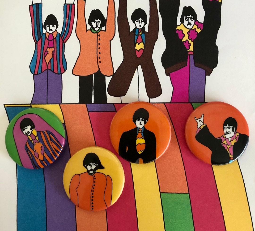 Vintage Beatles Yellow Submarine Pin Set/the Beatles Pin Back Set ...