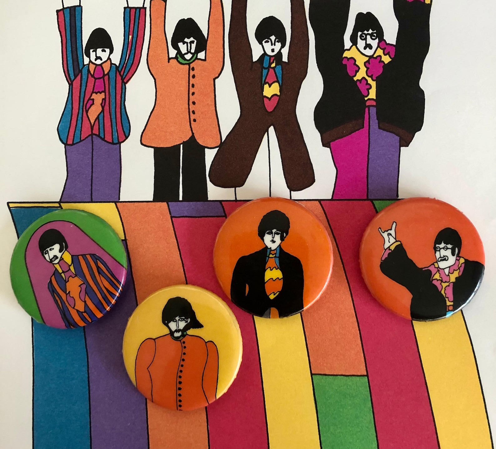 Vintage Beatles Yellow Submarine Pin Set/the Beatles Pin Back - Etsy