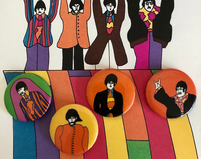Vintage Beatles Yellow Submarine Pin Set/the Beatles Pin Back Set ...