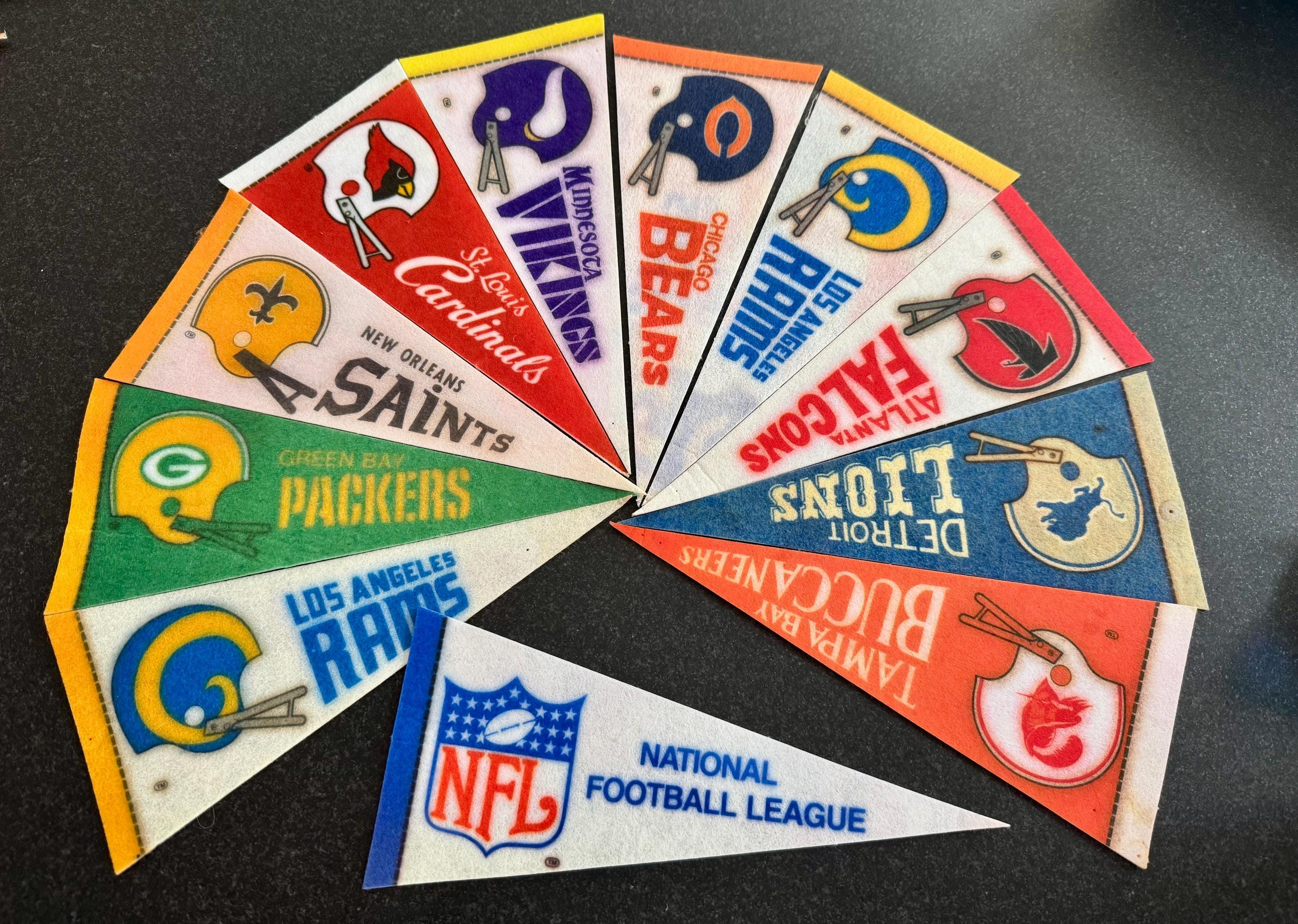 Vintage NFL Team Mini Pennants/mid Century Football Team Pennants/1970s ...