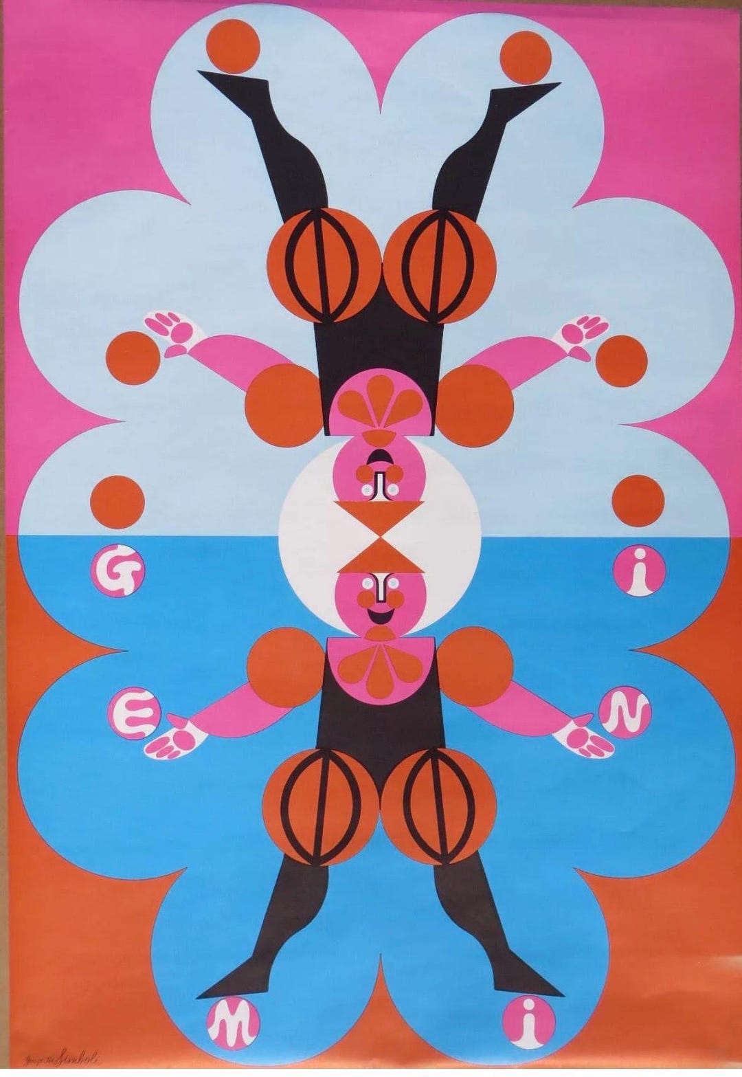 Vintage 1969 Gemini Poster/joe Gerry Simboli/zodiac Poster/mod ...