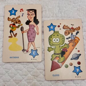 Vintage Bullwinkle Rocky Playing Cards 9pc/vintage Boris Natasha Game ...