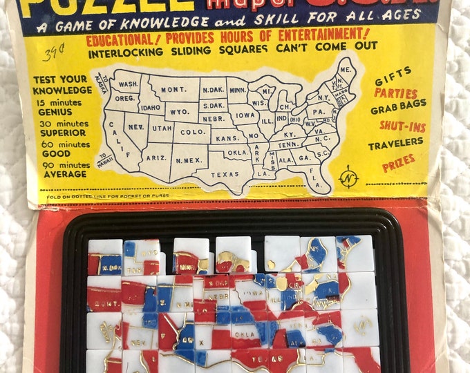 Vintage USA Map Sliding Tile Puzzle/map of US Tile - Etsy