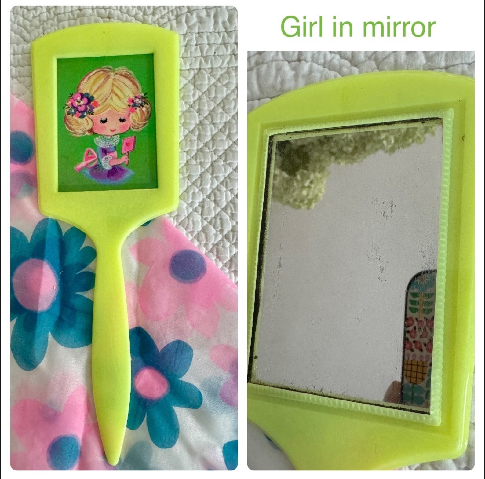 Vintage Groovy Girls Hand Mirror/vintage 1970s Hand Mirror/mid Century ...