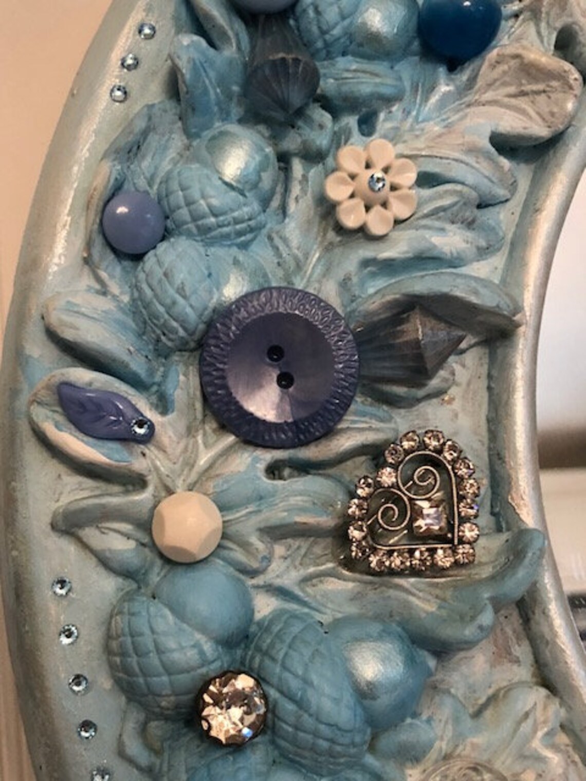 Round Rococo Mirror|home Decor Shabby Chic Mirror/mosaic Button Mirror ...