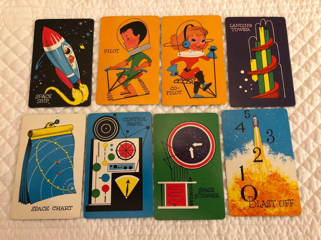 Vintage Outer Space Childrens Playing Cards 8pc/vintage Illustrations ...