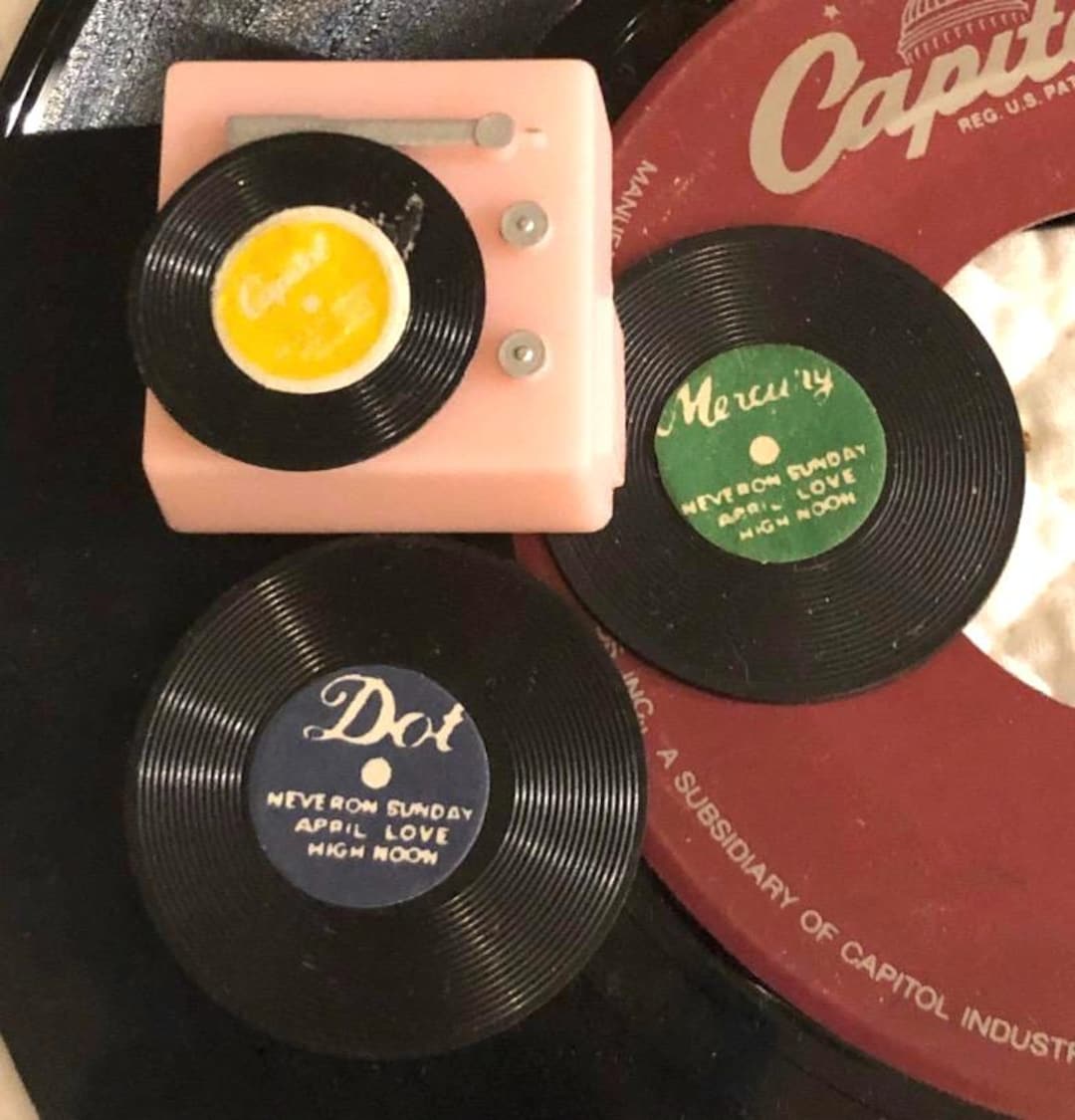 Vintage Mini Record Player With Records/toy Mini Turntable/miniature ...