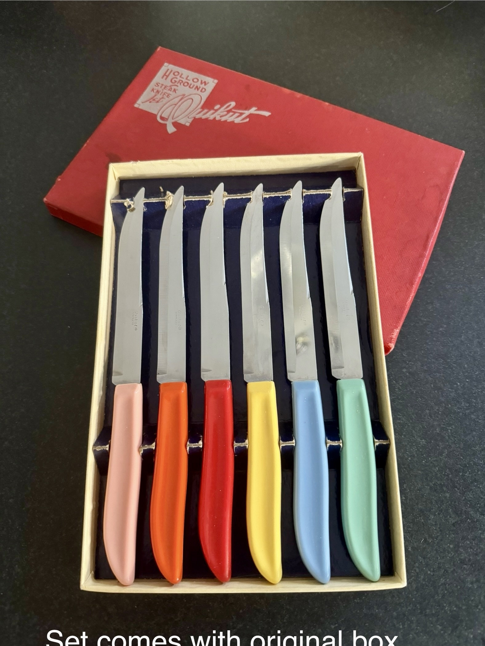 Vintage Stainless Steak Knives/quikut Steak Knife Set/pastel Steak ...