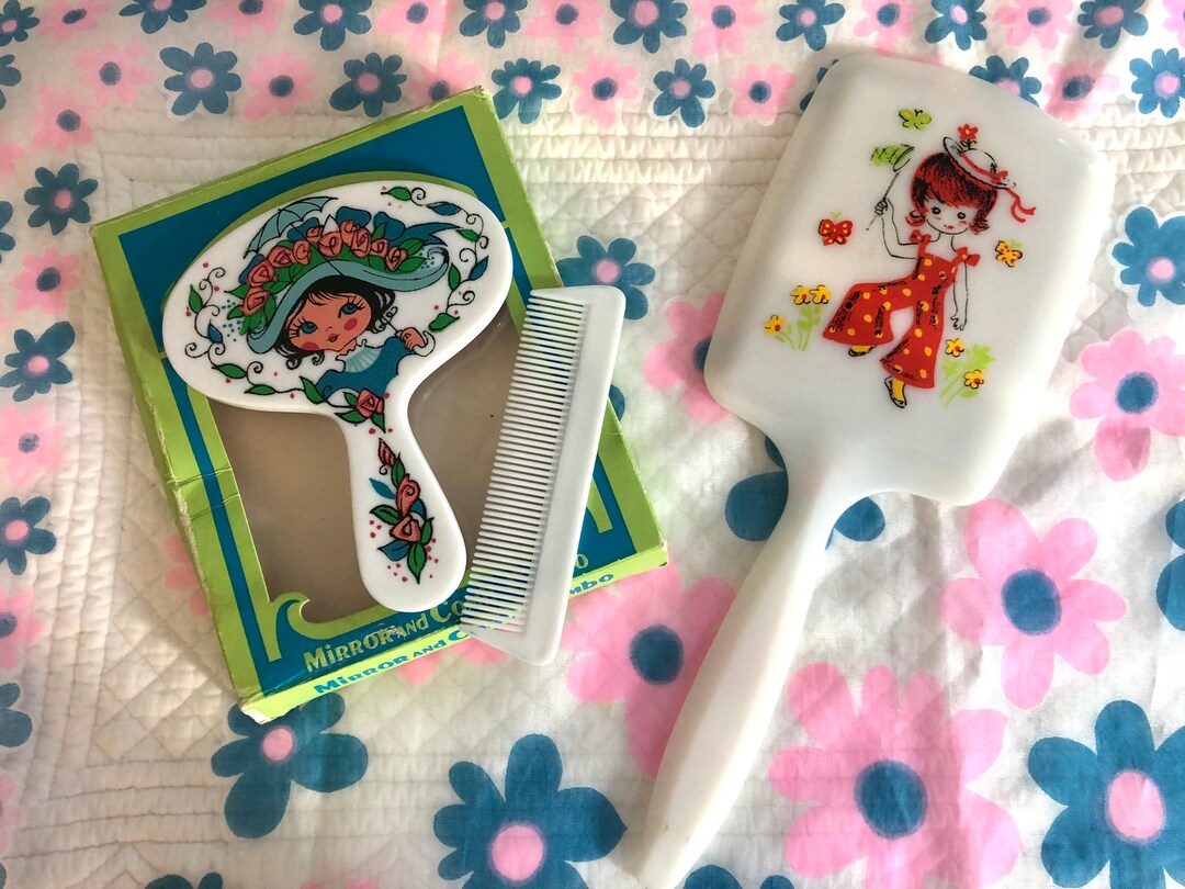 Vintage Groovy Girls Hand Mirror/vintage 1970s Hand Mirror/mid - Etsy
