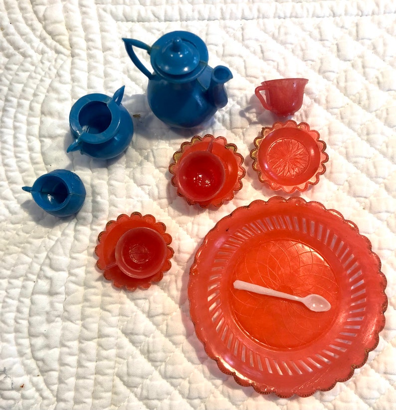 Vintage Miniature Doll Tea Set/plastic Tea Set/mini Tea - Etsy