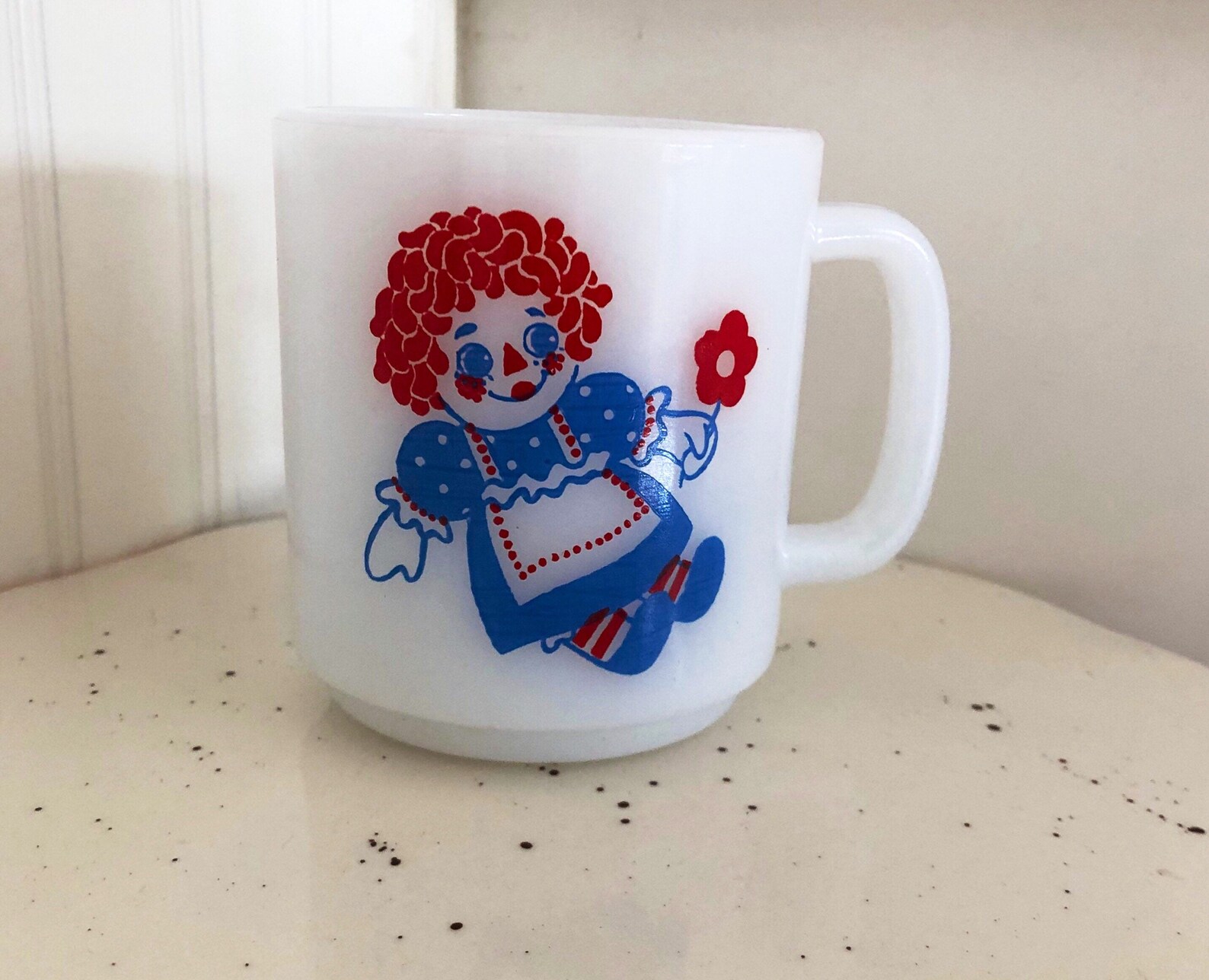 Raggedy Ann and Andy Mug Tree Milk Glass Mug/glasbake Milk - Etsy