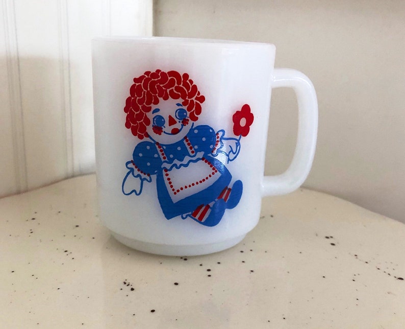 Raggedy Ann and Andy Mug Tree Milk Glass Mug/glasbake Milk - Etsy