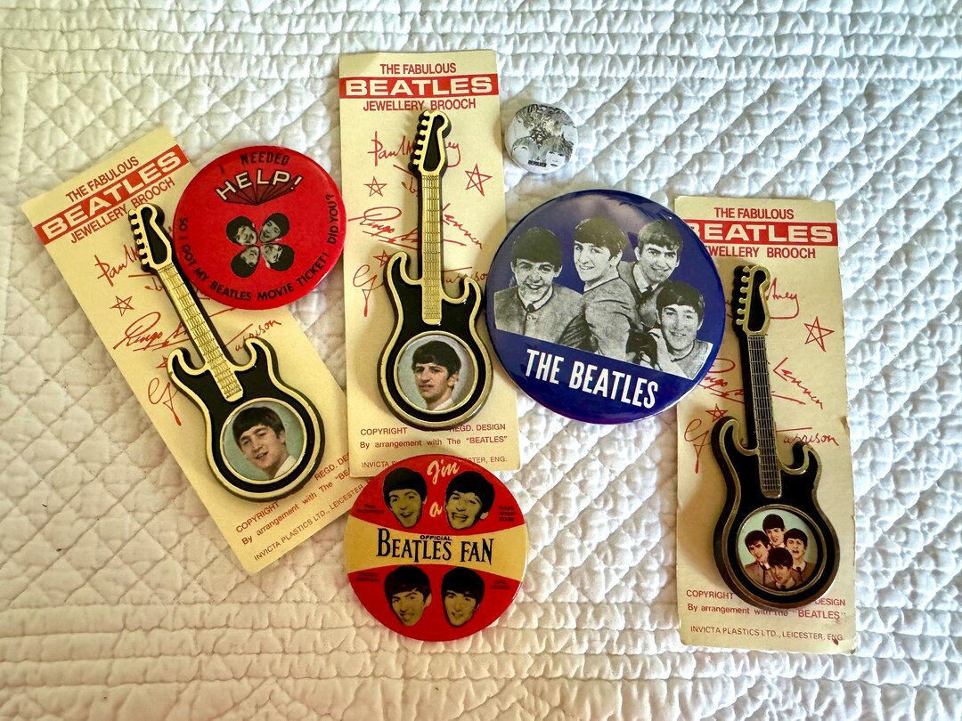 Vintage Beatles Pins/the Beatles Pin Back/meet the Beatles Pins/beatles Guitar Pins/beatles Fan ...