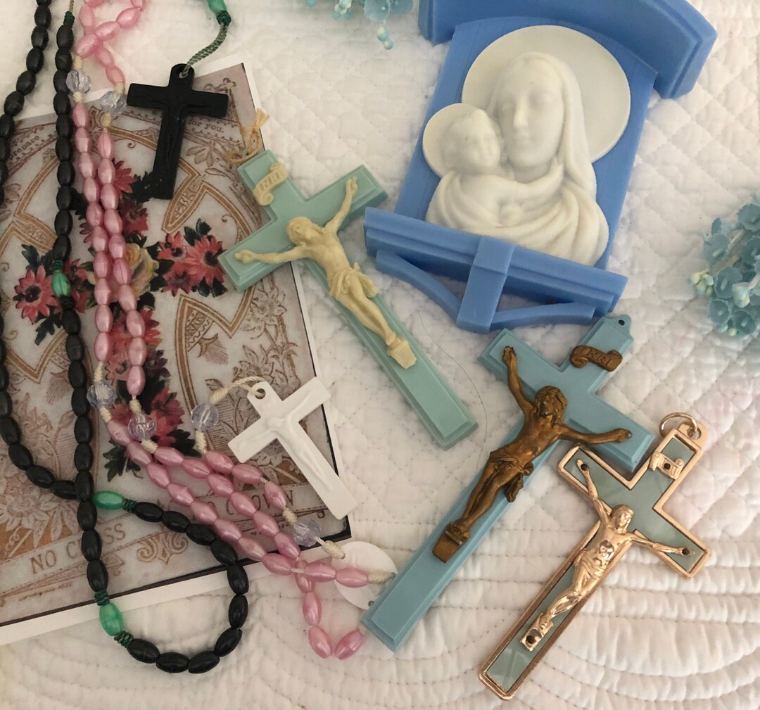 Vintage Catholic Cross/vintage Rosary Beads/vintage Crucifix/catholic ...