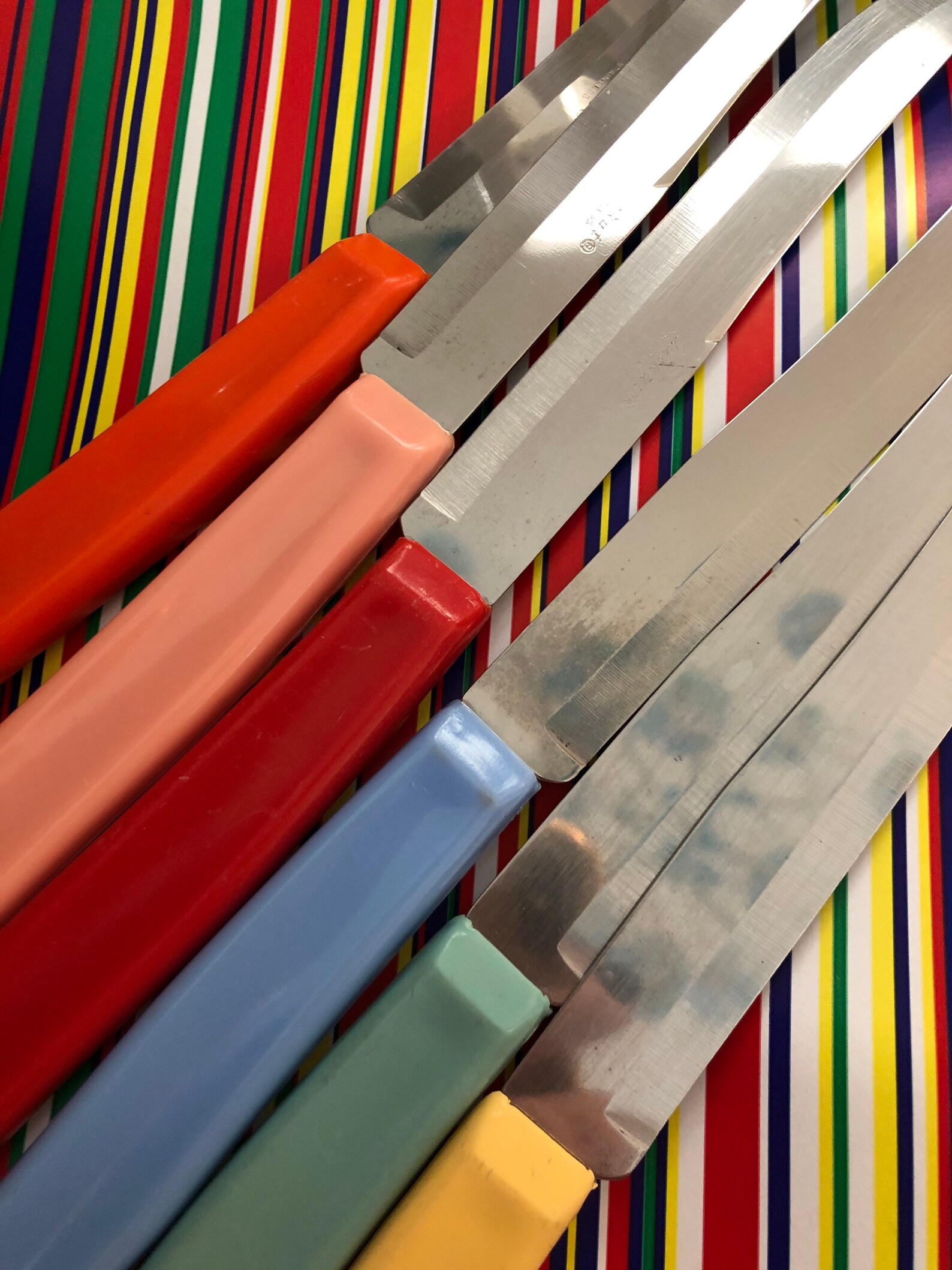 Vintage Stainless Steak Knives/quikut Steak Knife Set/pastel Steak ...