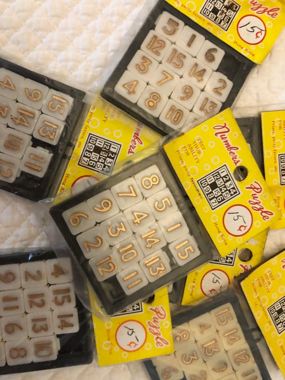 Vintage numbers sliding tile puzzle/number tile puzzle/roalex | Etsy