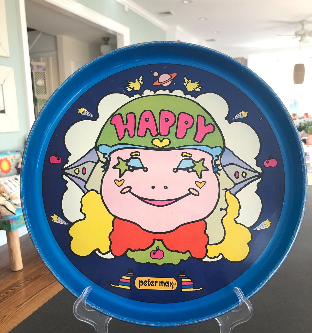 Peter Max Metal Tray/peter Max Vintage Tin Tray/peter Max Happy Tray ...