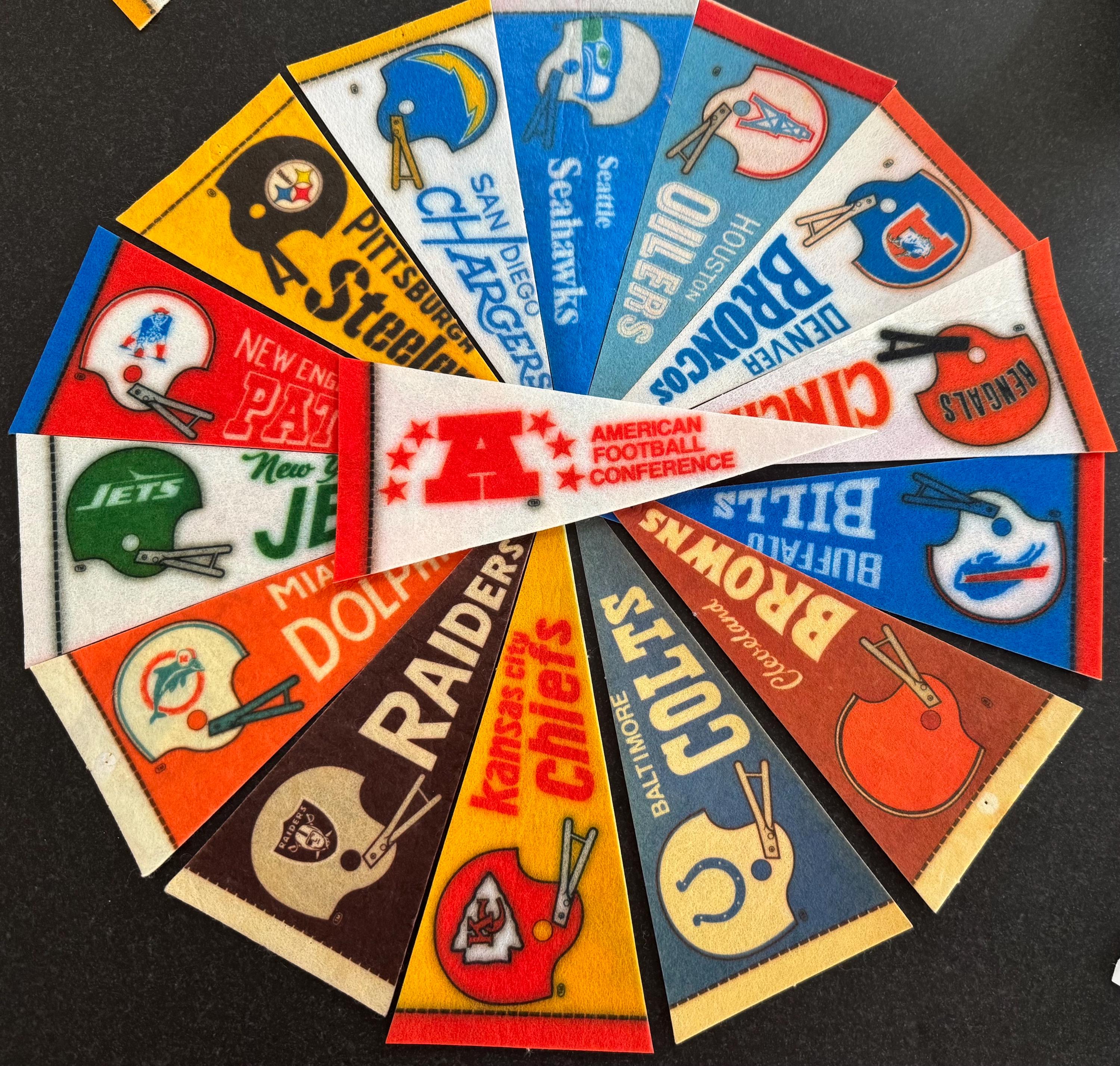 Vintage NFL Team Mini Pennants/mid Century Football Team Pennants/1970s ...