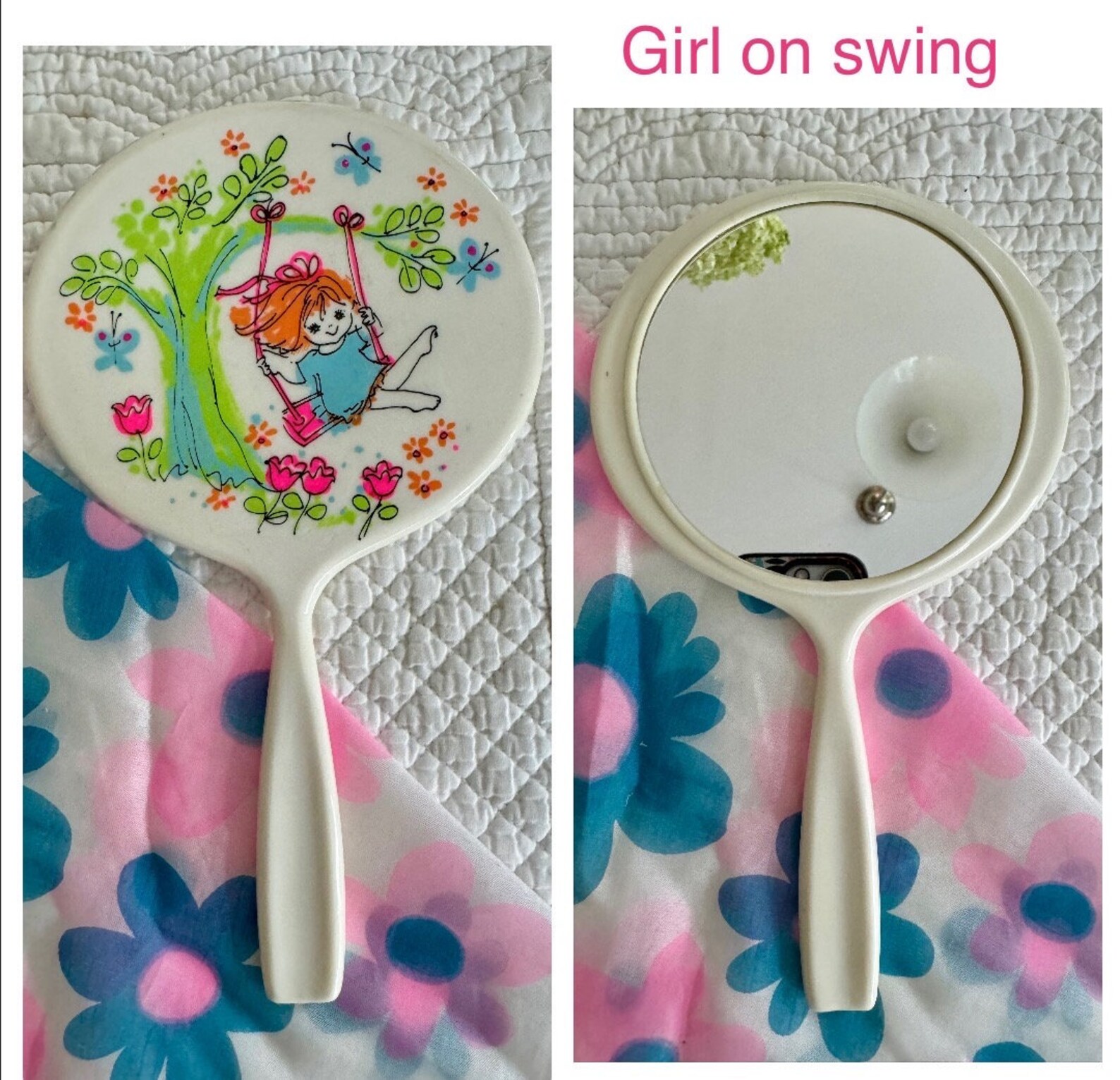Vintage Groovy Girls Hand Mirror/vintage 1970s Hand Mirror/mid Century ...