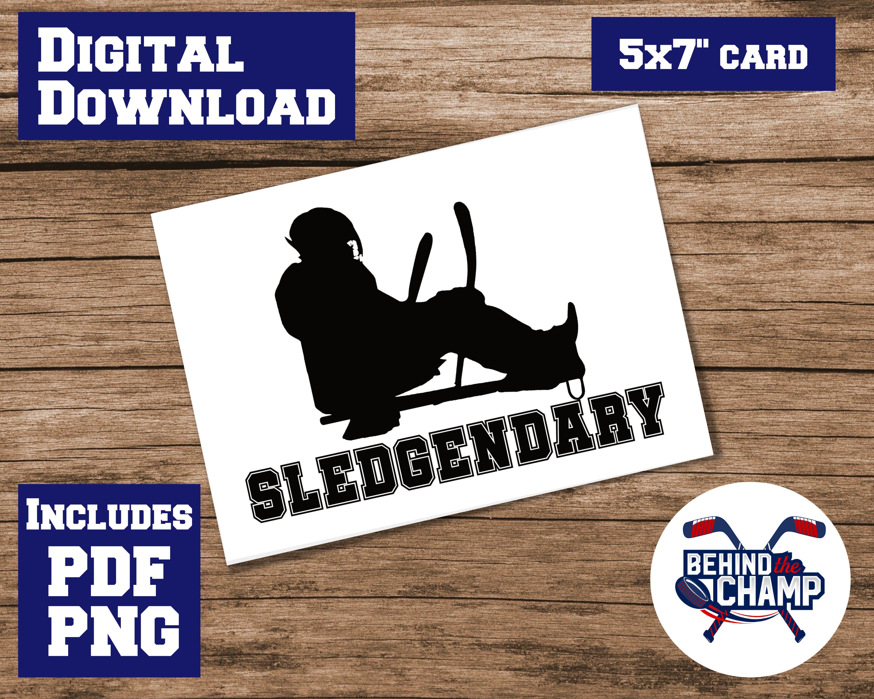 Sledgendary Sled Hockey 5x7 Greeting Card Blank Inside Digital Download ...