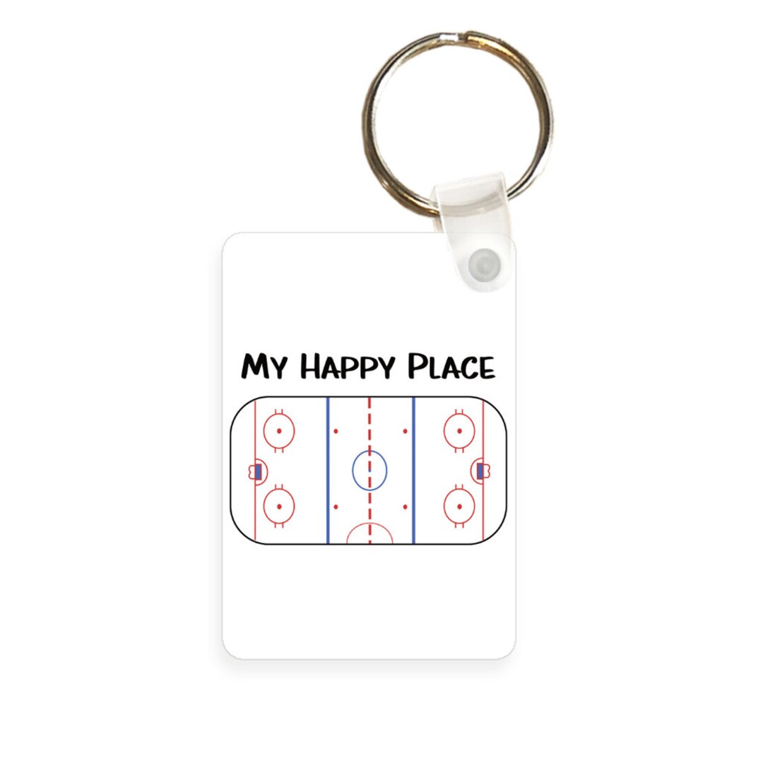 Hockey My Happy Place Metal Key Chain - Etsy