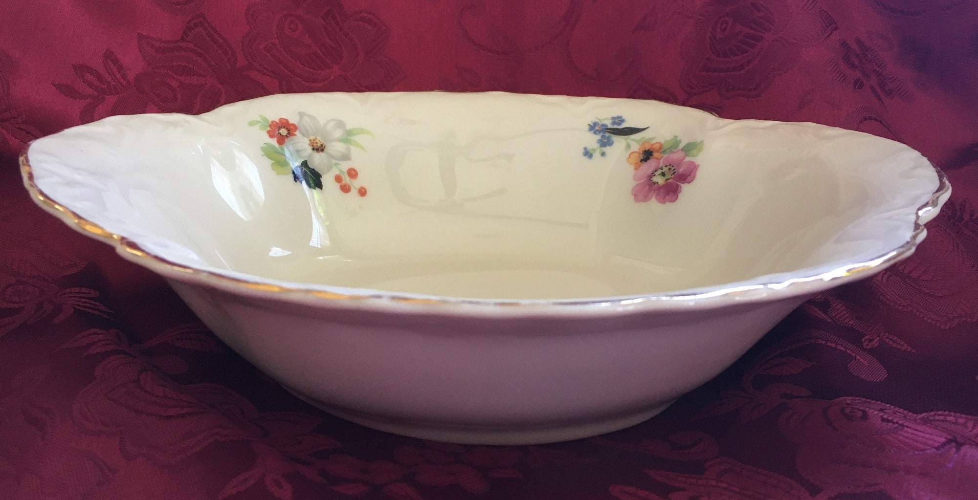 Vintage WARWICK CHINA 9 Vegetable Bowl Dish Floral Gold Trim Made in ...