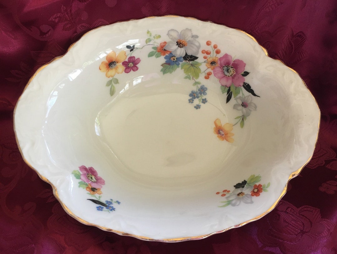 Vintage WARWICK CHINA 9" Vegetable Bowl Dish Floral Gold Trim Made in ...
