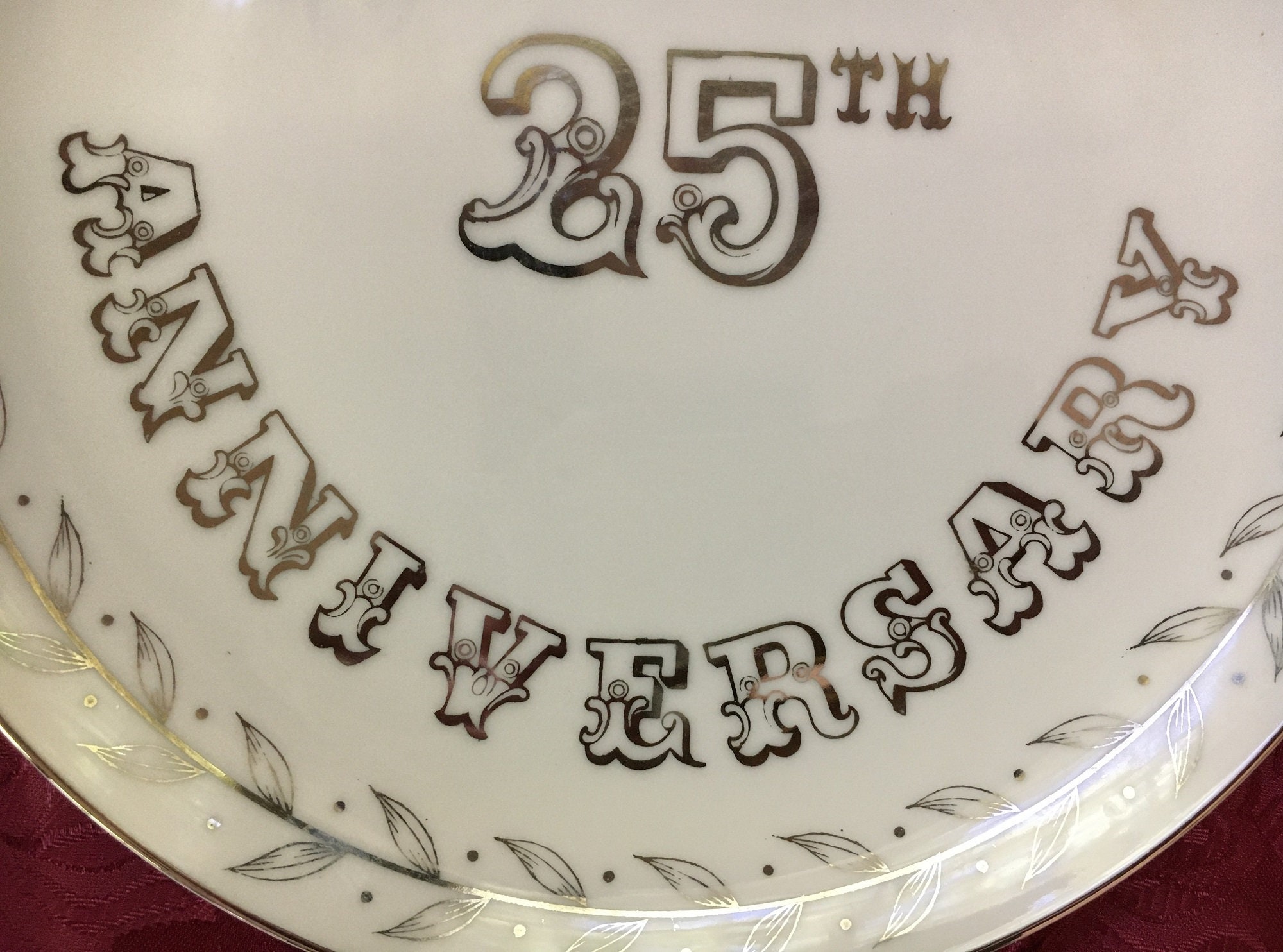 Vintage Lefton 25th Anniversary Plate: Hand-painted Silver Laurel Leaf ...