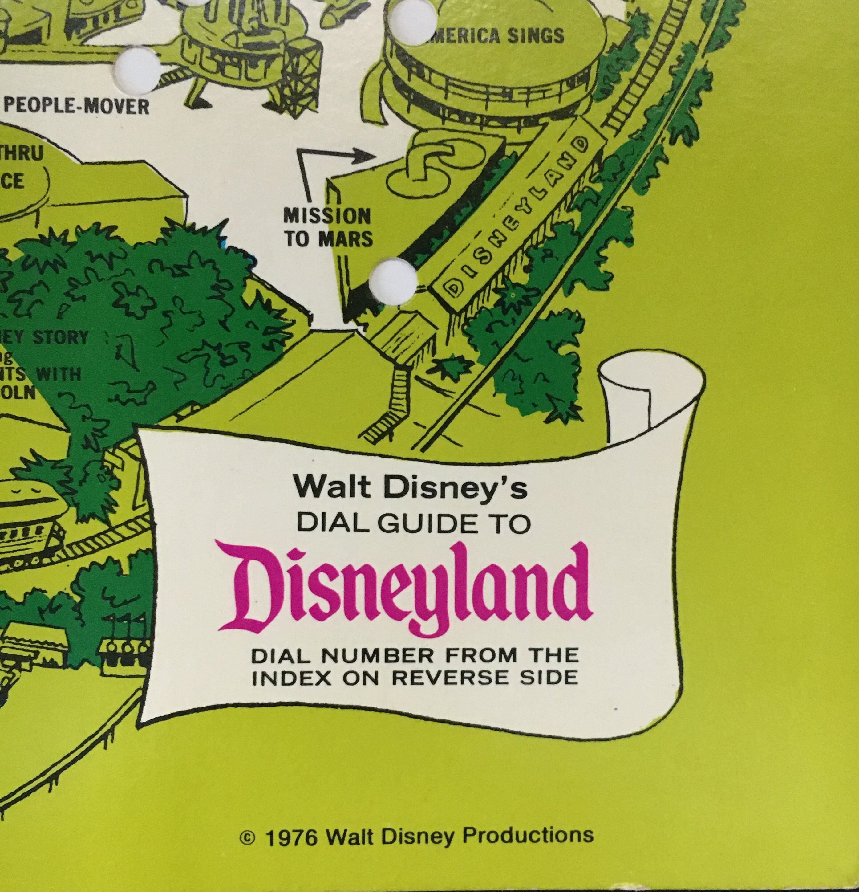 1976 DISNEYLAND DIAL GUIDE Map Souvenir Postcard Map - Etsy