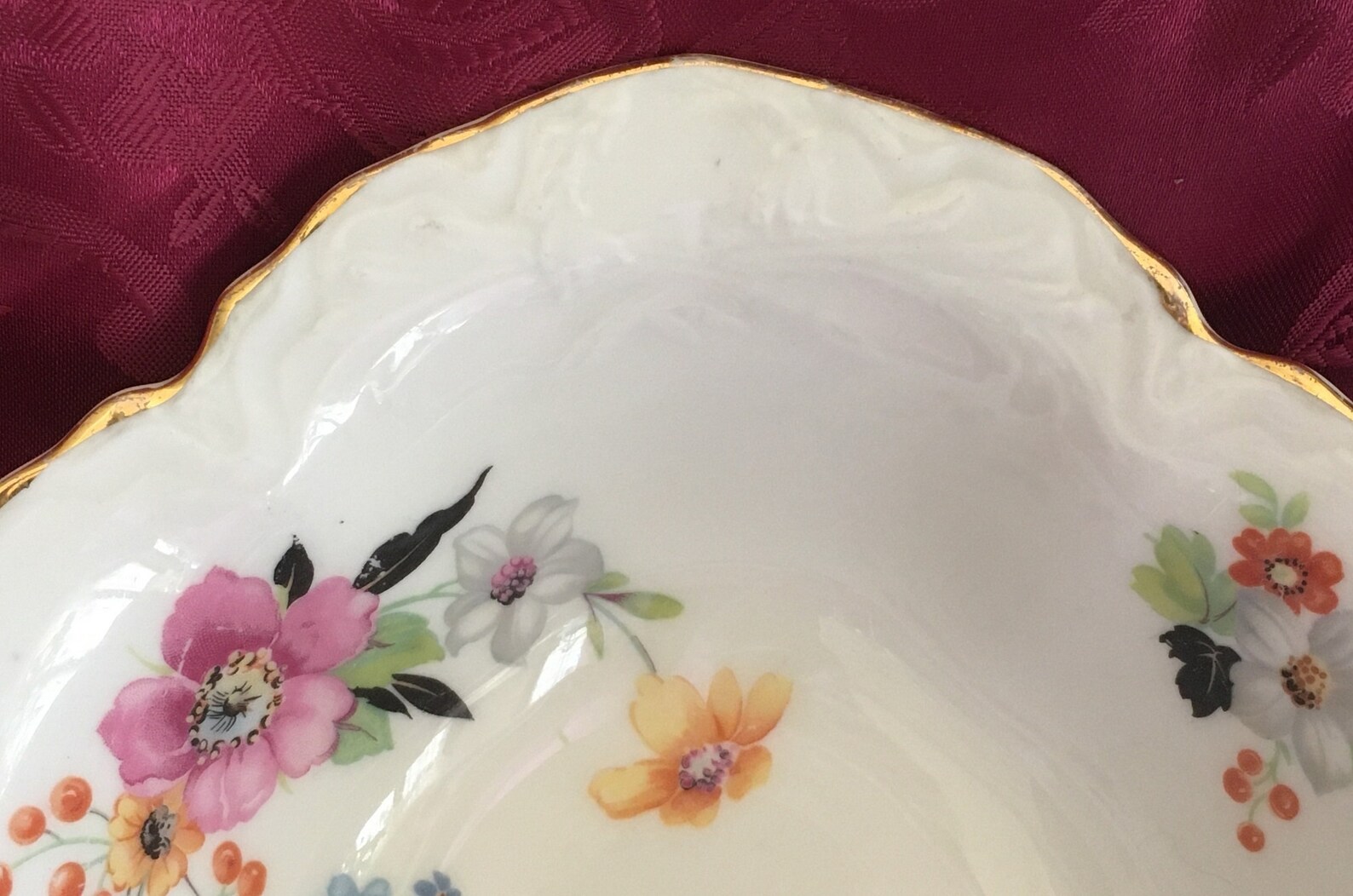 Vintage WARWICK CHINA 9 Vegetable Bowl Dish Floral Gold Trim Made in ...