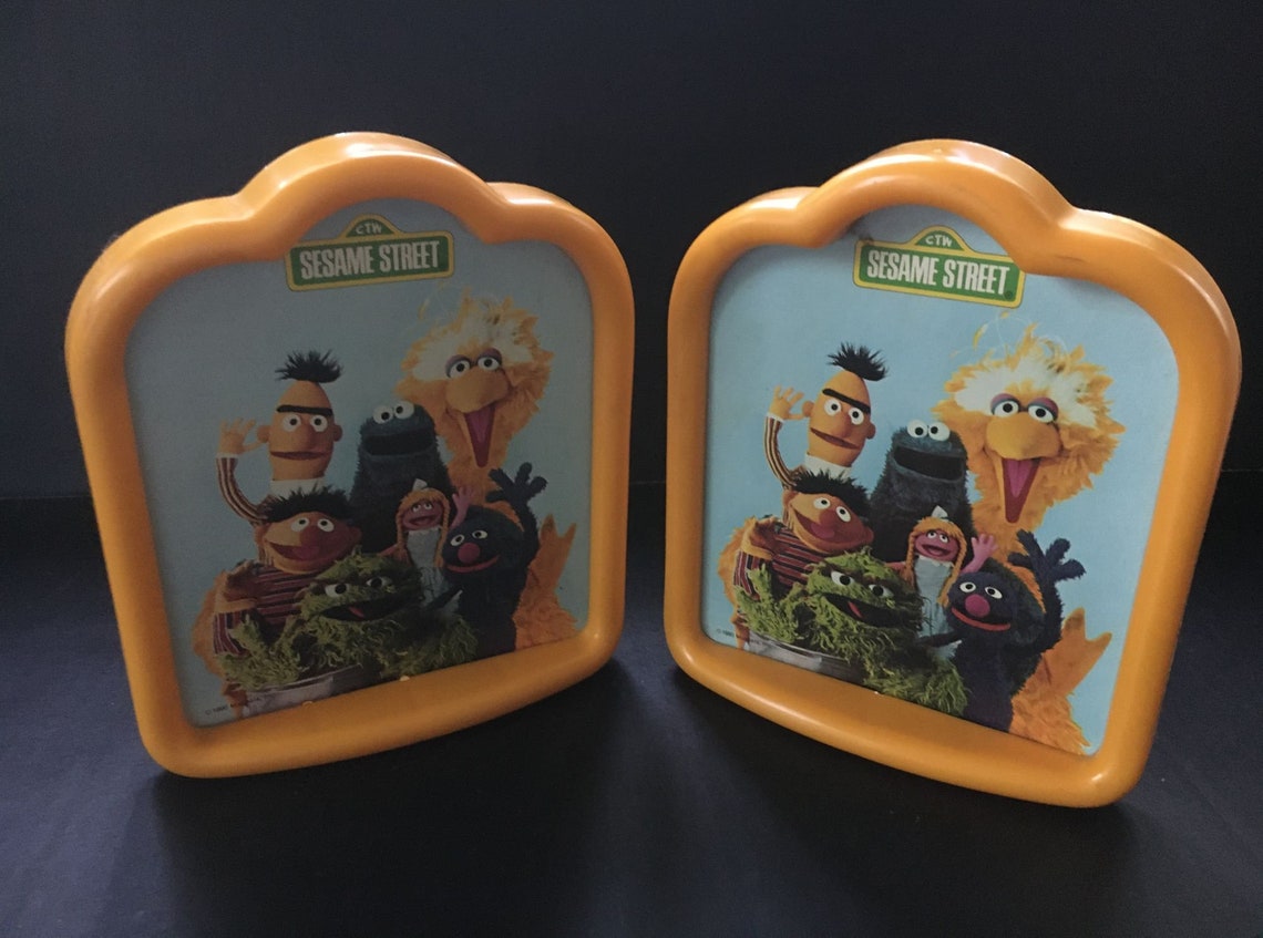 Vintage 1980 SESAME STREET Book Ends Jim Henson MUPPETS Bookcase Shelf ...