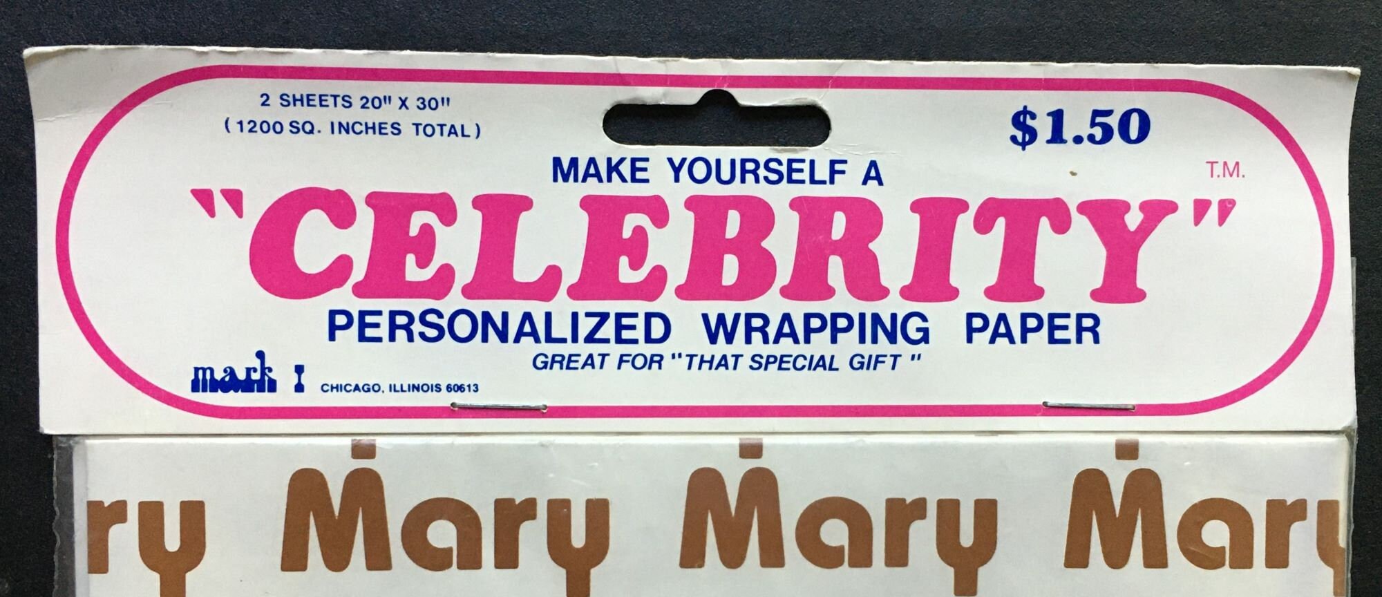 Vintage 1970's WRAPPING PAPER Celebrity Personalized Gift Wrap Name ...