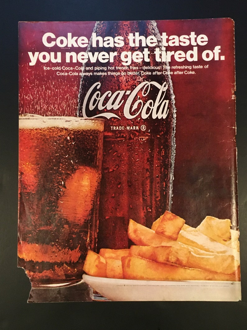 1967 COCA-COLA Ad Magazine Print Advertisement Coke Bottle | Etsy