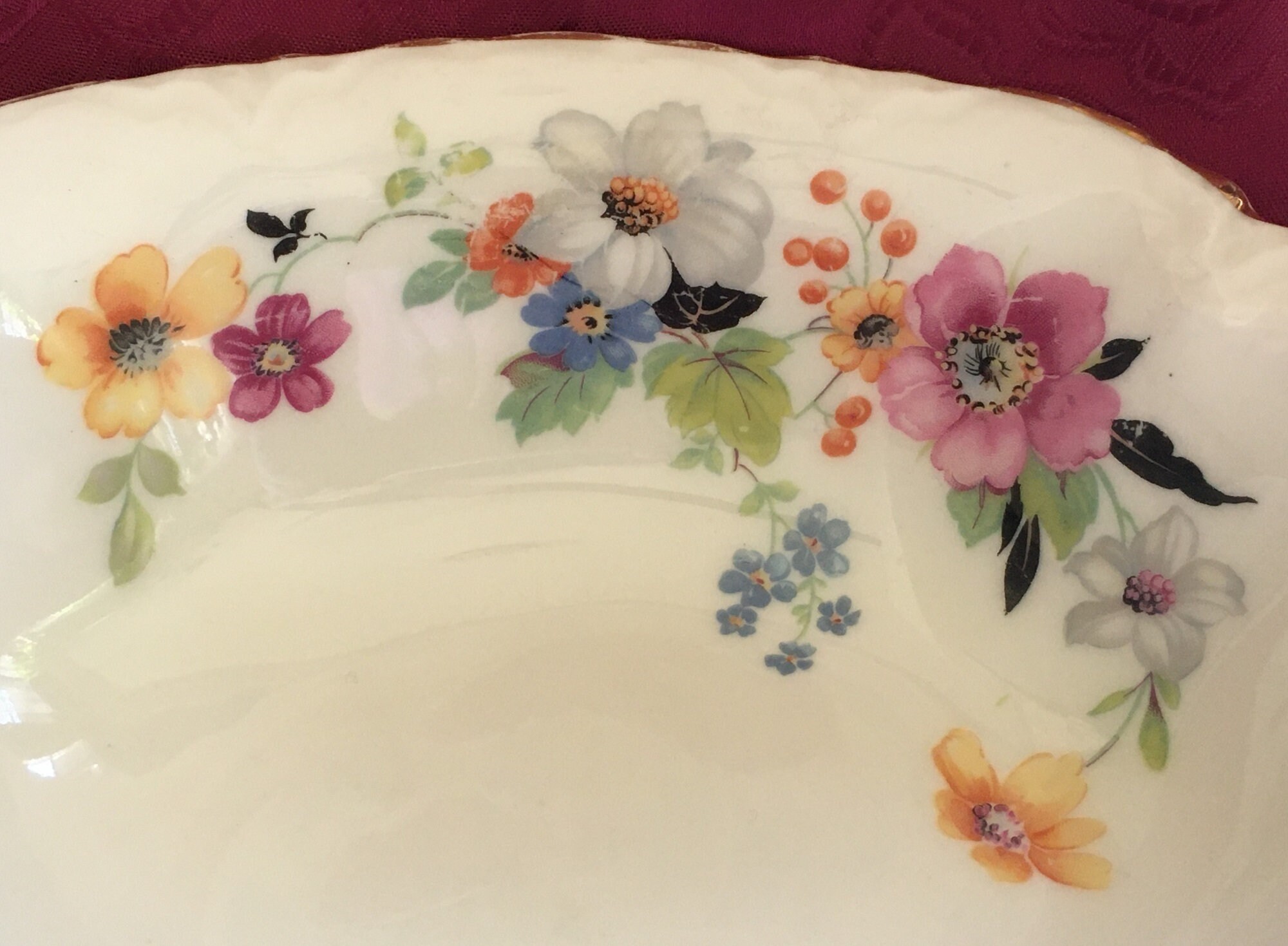 Vintage WARWICK CHINA 9 Vegetable Bowl Dish Floral Gold Trim Made in ...