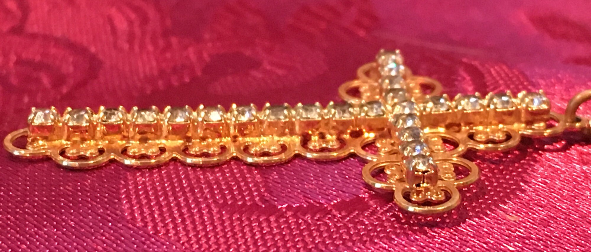 Vintage Religious RHINESTONE CROSS Necklace Pendant 18 - Etsy