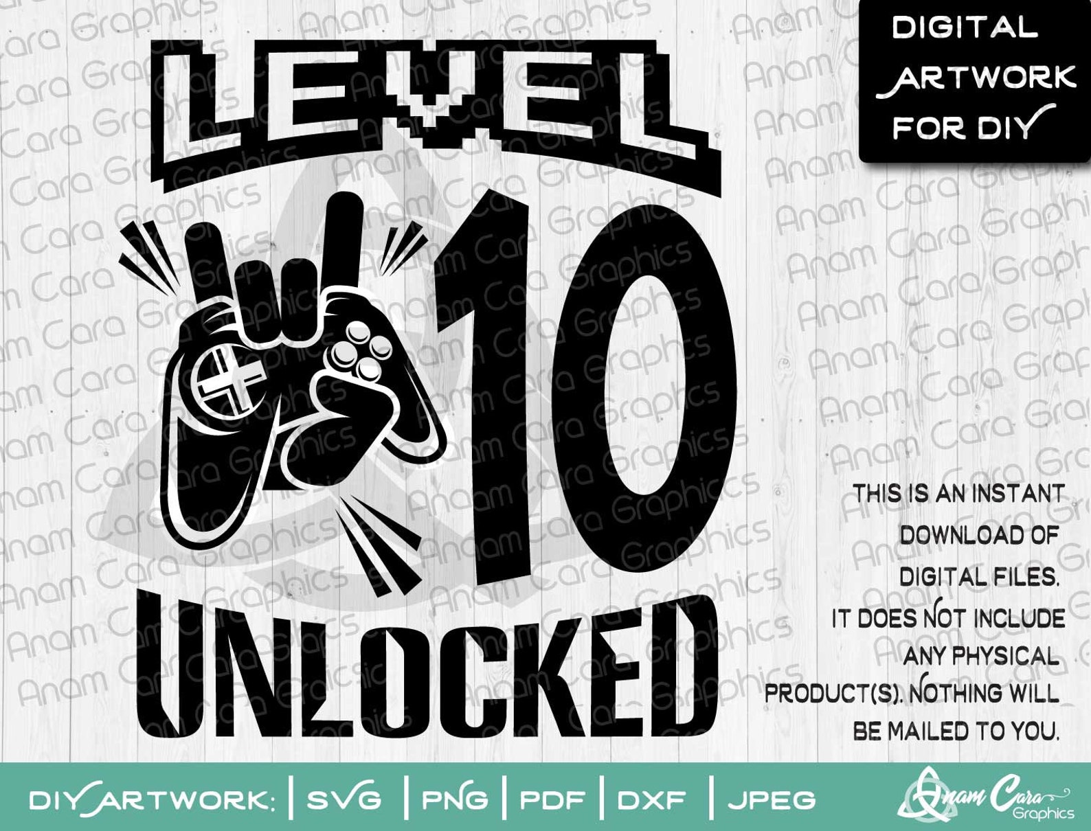 Level 10 Unlocked SVG Cut or Print Diyart 10th Tenth Video | Etsy