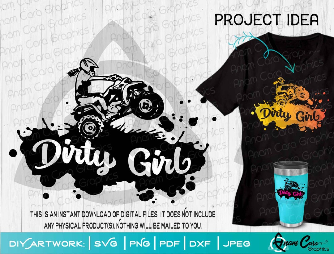 Four Wheeler Girl SVG Cut or Print DIY Art Dirt Flyin Four Wheeler 4 ...