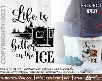 Ice Fishing Svg | Etsy