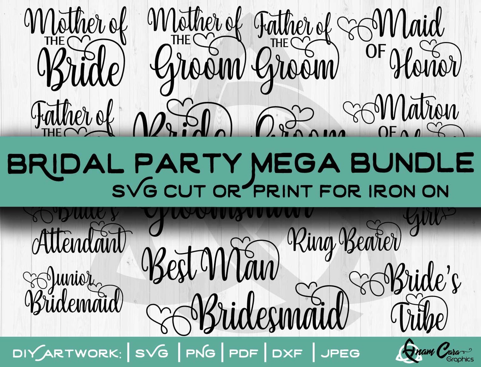 16 Wedding Bridal Party Designs SVG Cut or Print Cricut | Etsy