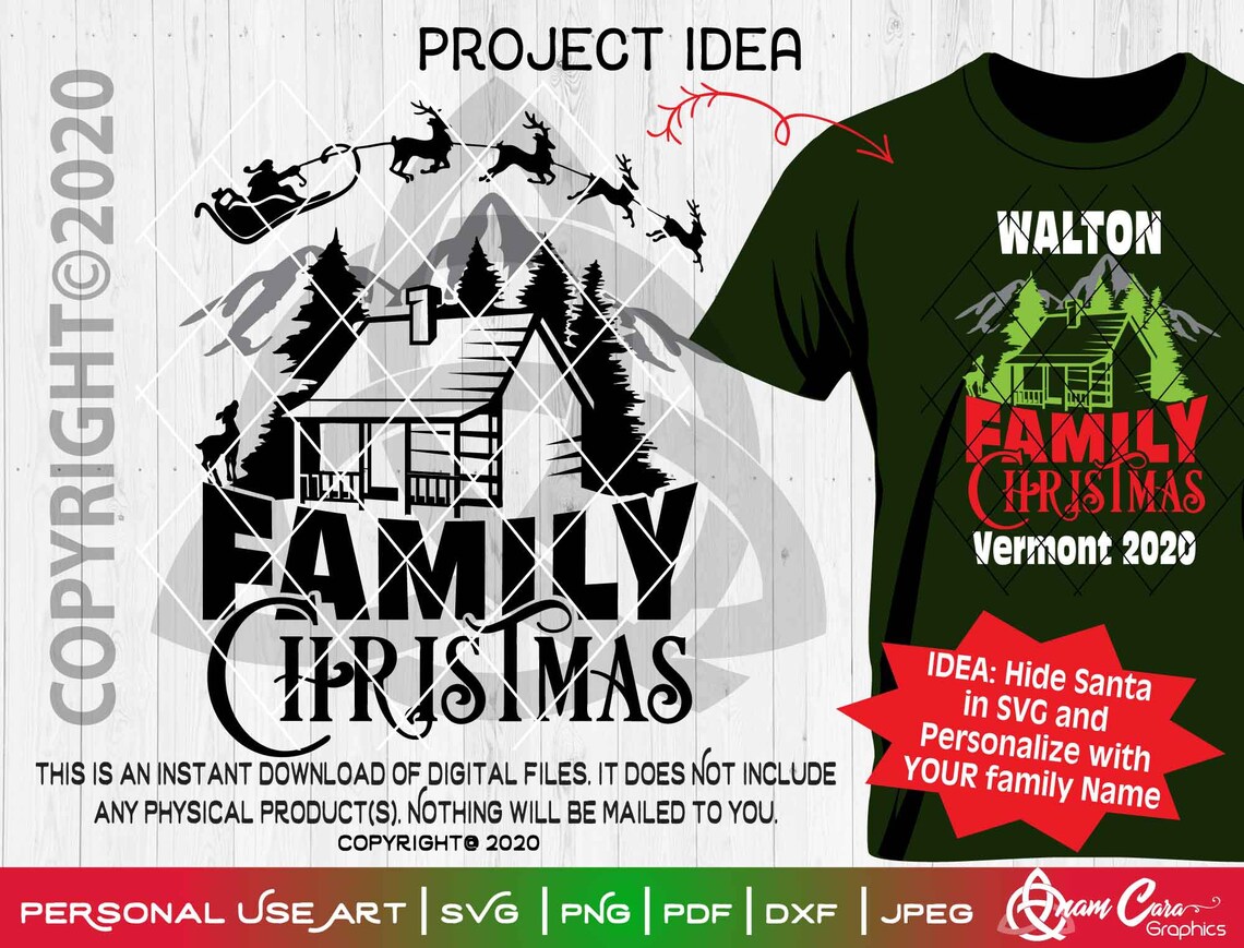 Family Christmas SVG Cut File or Print Diyart Family - Etsy
