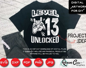 Level 13 Unlocked. Official Teenager. 13th Birthday. Gamer - Etsy